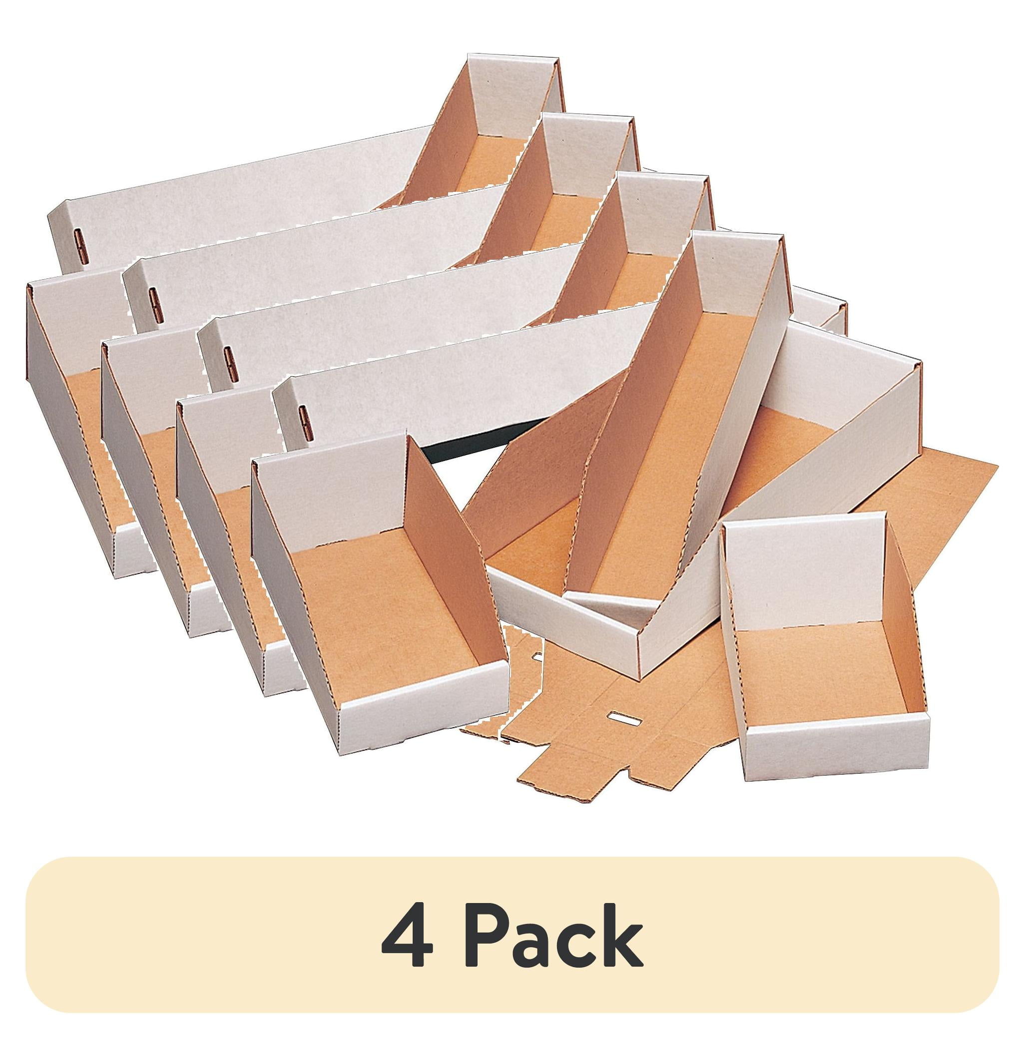(4 pack) Box Partners Open Top Bin Boxes 2" x 9" x 4 1/2" White 25 ...