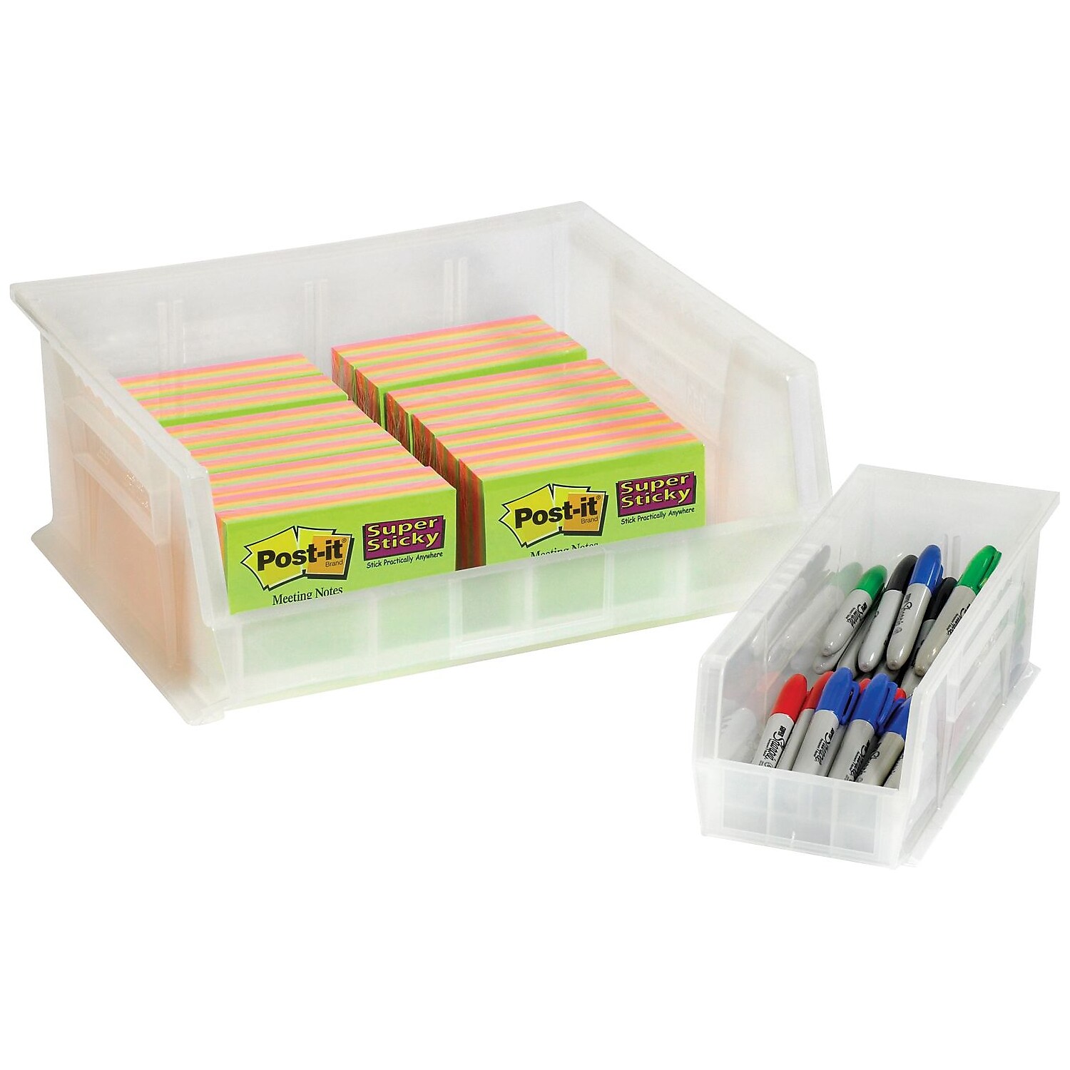 Box Partners Plastic Stack And Hang Bin Boxes 10 3 4 X 8 1 4 X 7 Clear