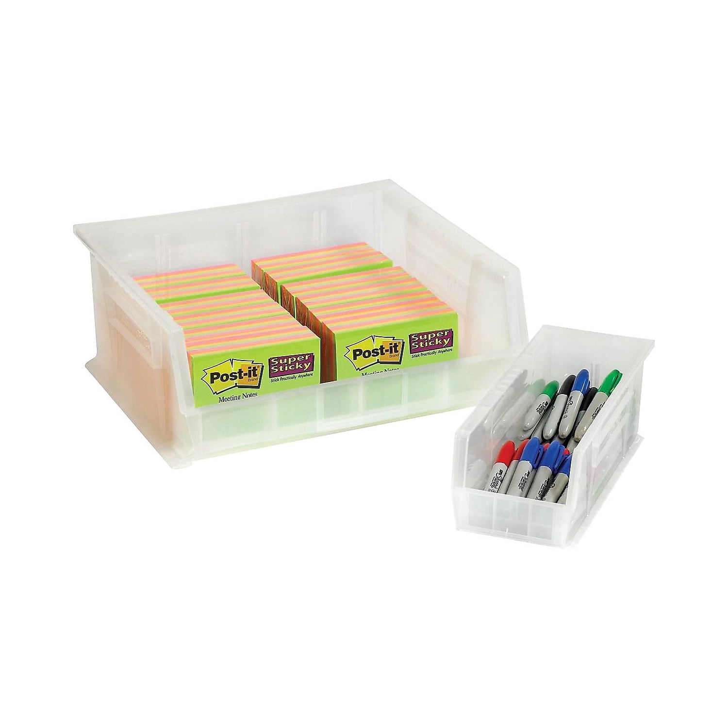 Box Partners Plastic Stack & Hang Bin Boxes 10 7/8" x 11" x 5" Clear 6 ...