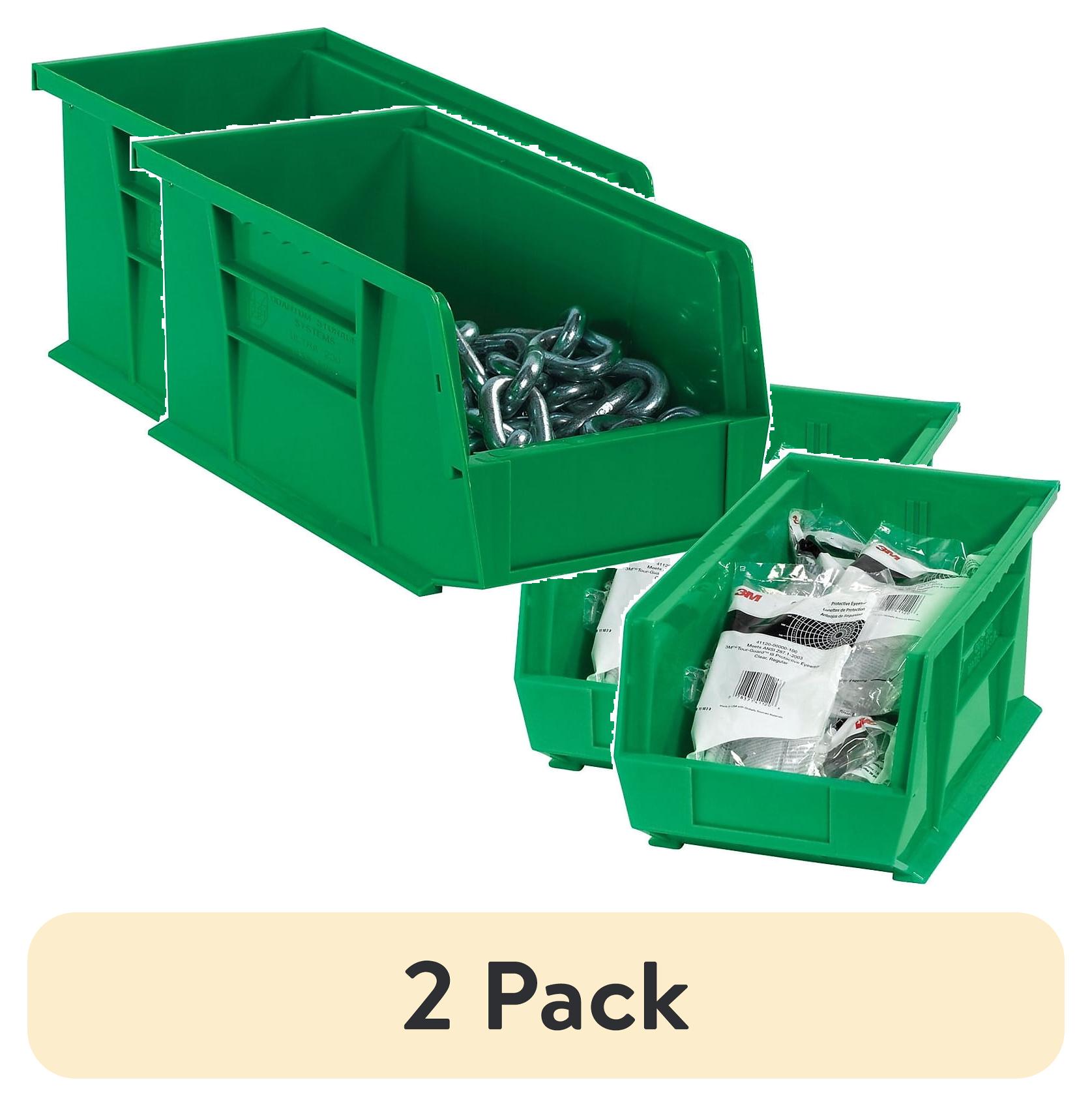 (2 pack) Box Partners Plastic Stack & Hang Bin Boxes 5 3/8" x 4 1/8" x 3" Green 24/Case ...