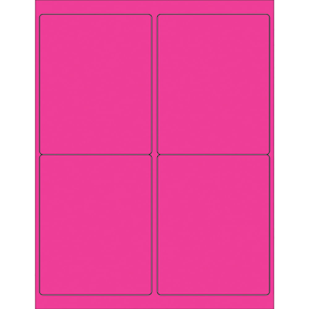 Box Partners Rectangle Laser Labels 4" x 5" Fluorescent Pink 400/Case ...