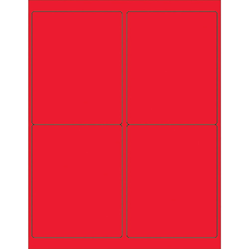 Box Partners Rectangle Laser Labels 4" x 5" Fluorescent Red 400/Case ...