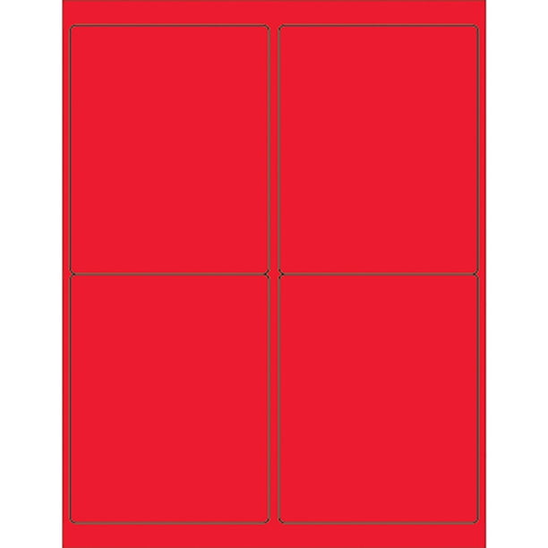 Box Partners Rectangle Laser Labels 4" x 5" Fluorescent Red 400/Case ...