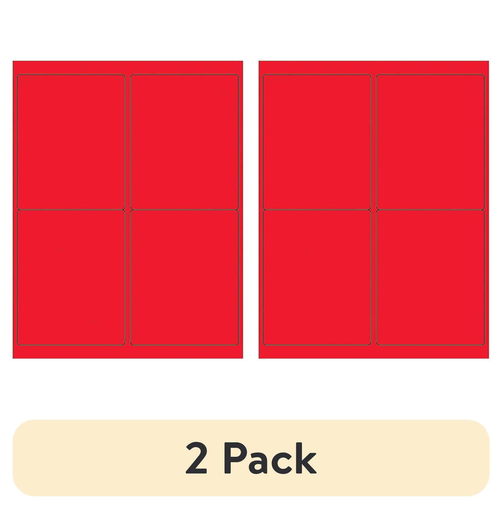 (2 pack) Box Partners Rectangle Laser Labels 4" x 5" Fluorescent Red ...