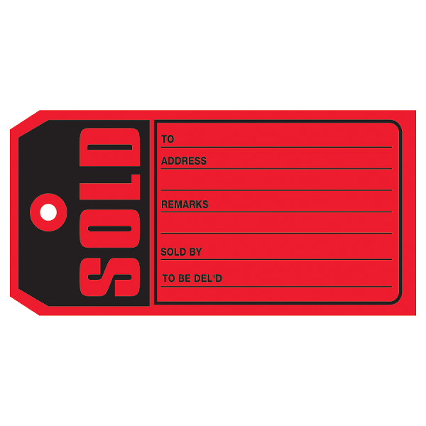Box Partners Sold Tag,10 Point Card Stock,4.75x2 3/8,RD,1K/CS - BXP ...