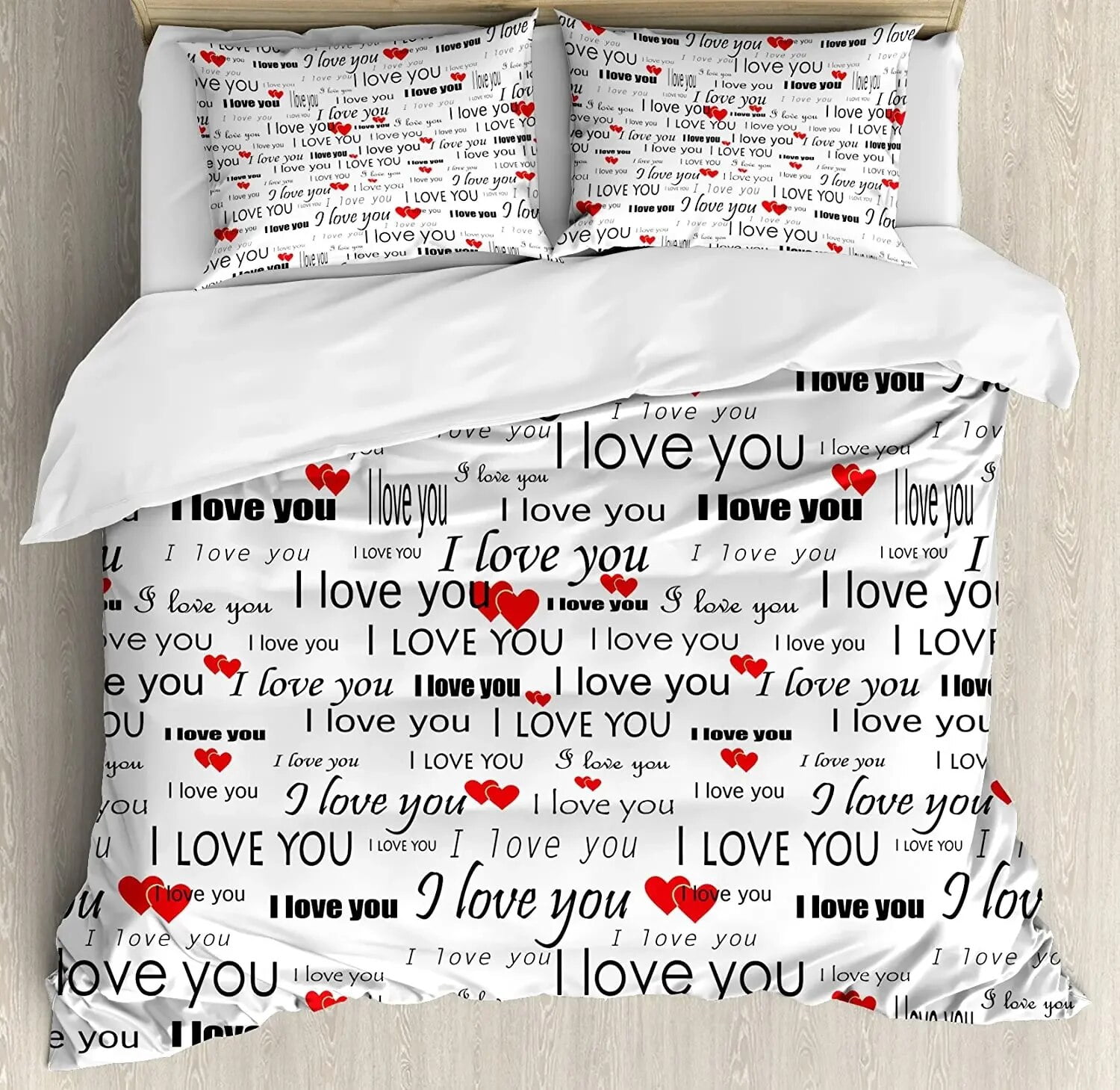 Box Peach Heart Poker Chip Printed Comfort Duvet Cover Pillow Case Home ...