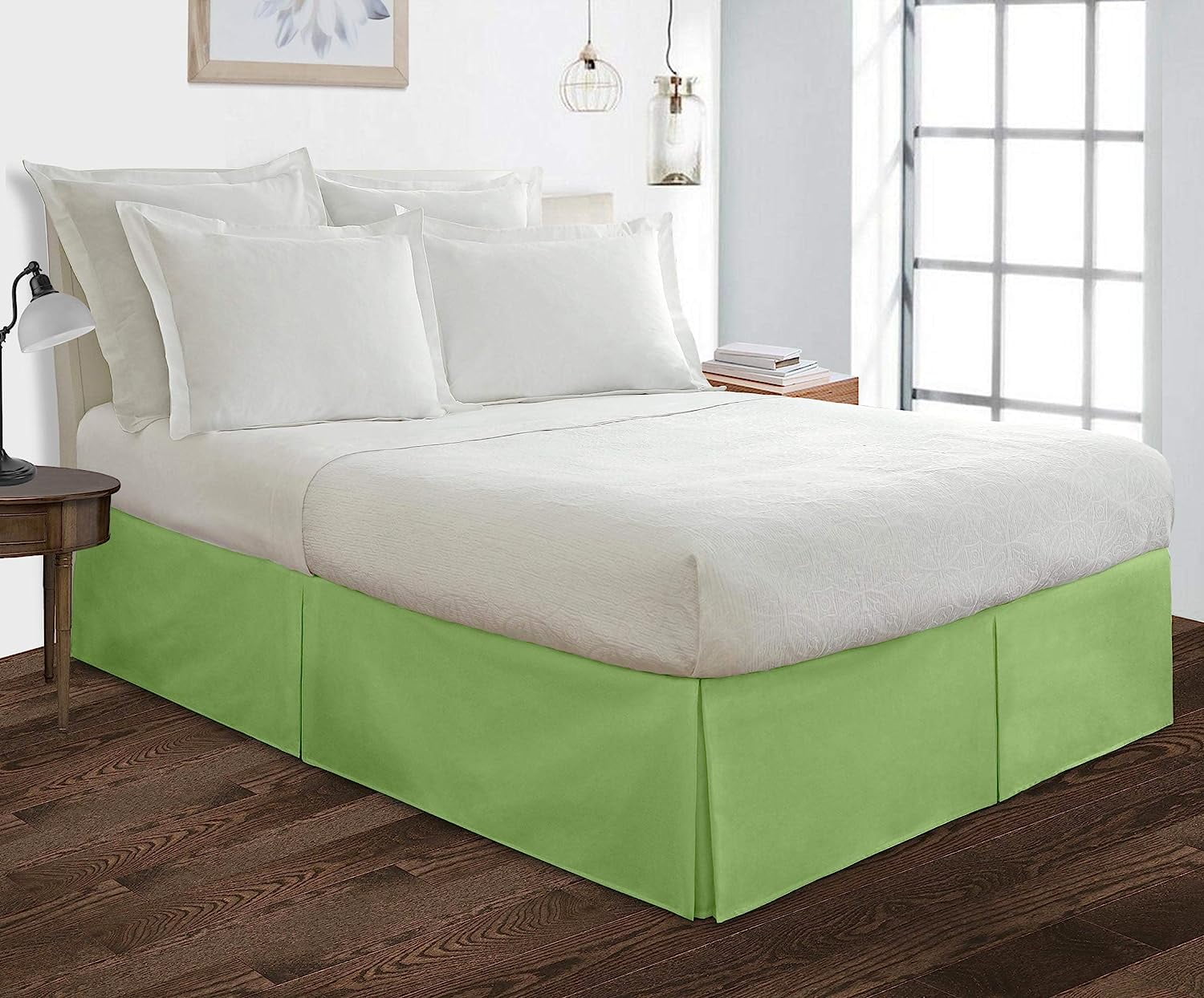 Box Pleated Twin Bed Skirt - 12" Inch Tailored Drop - Easy Fit for Twin ...