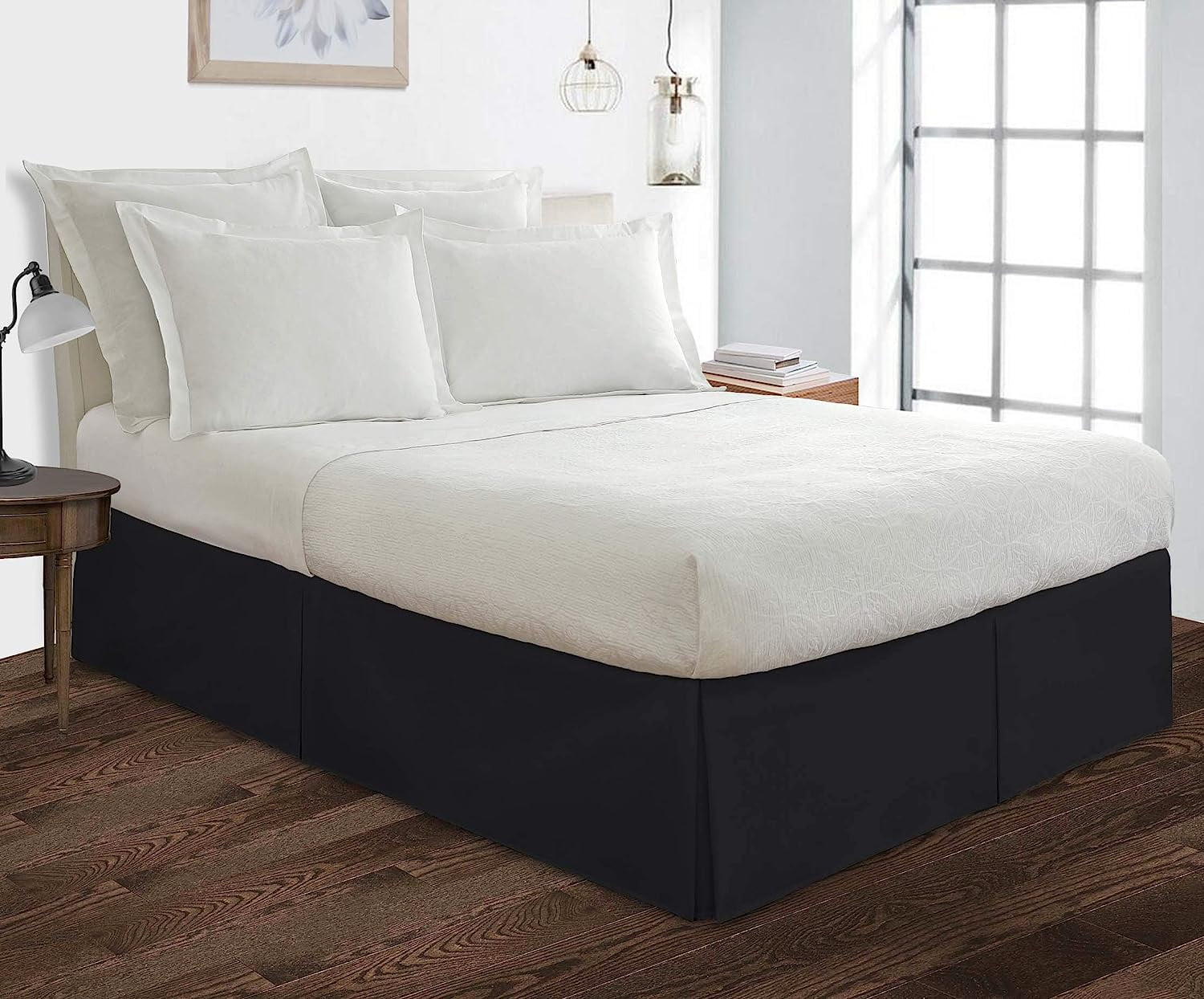 Box Pleated Twin Bed Skirt - 30" Inch Tailored Drop - Easy Fit for Twin ...