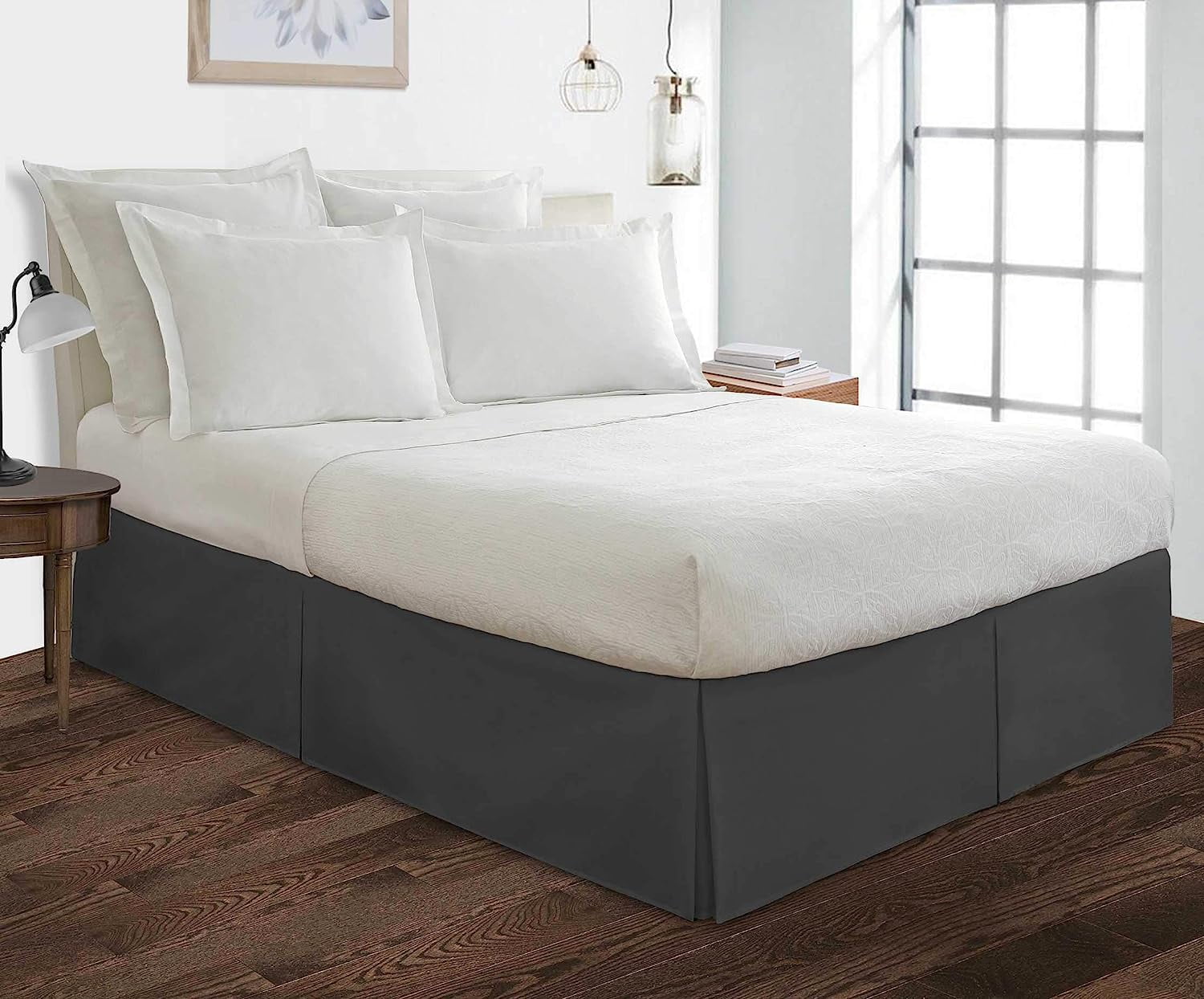 Box Pleated Twin Bed Skirt - 30" Inch Tailored Drop - Easy Fit for Twin ...