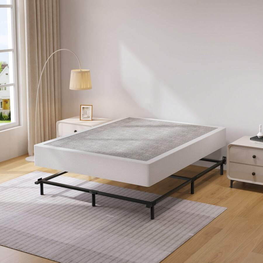 Box Spring Bed Base, 3000 Lbs Black Heavy Duty Metal Mattress ...