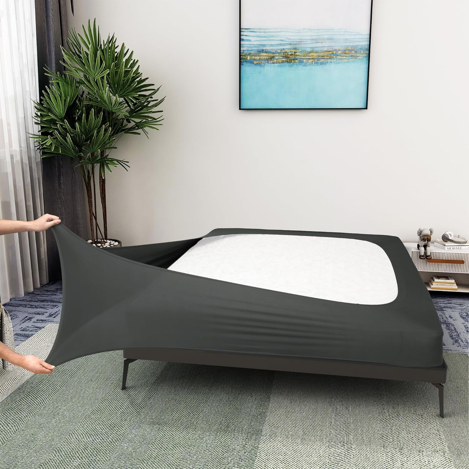 Box Spring Cover Queen/Cal Queen Size - Jersey Knit & Stretchy Wrap ...