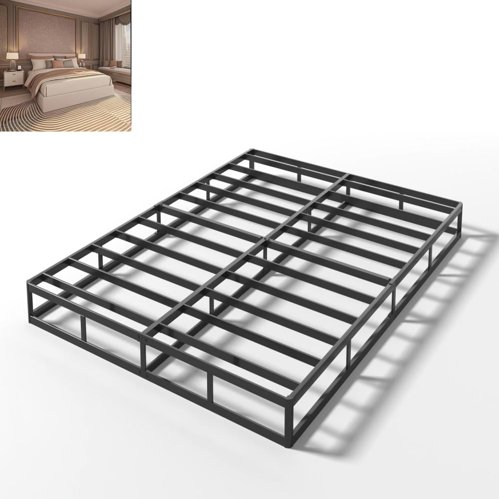 Box Spring Queen Bed Base, Heavy Duty Metal Construction with Fabric ...