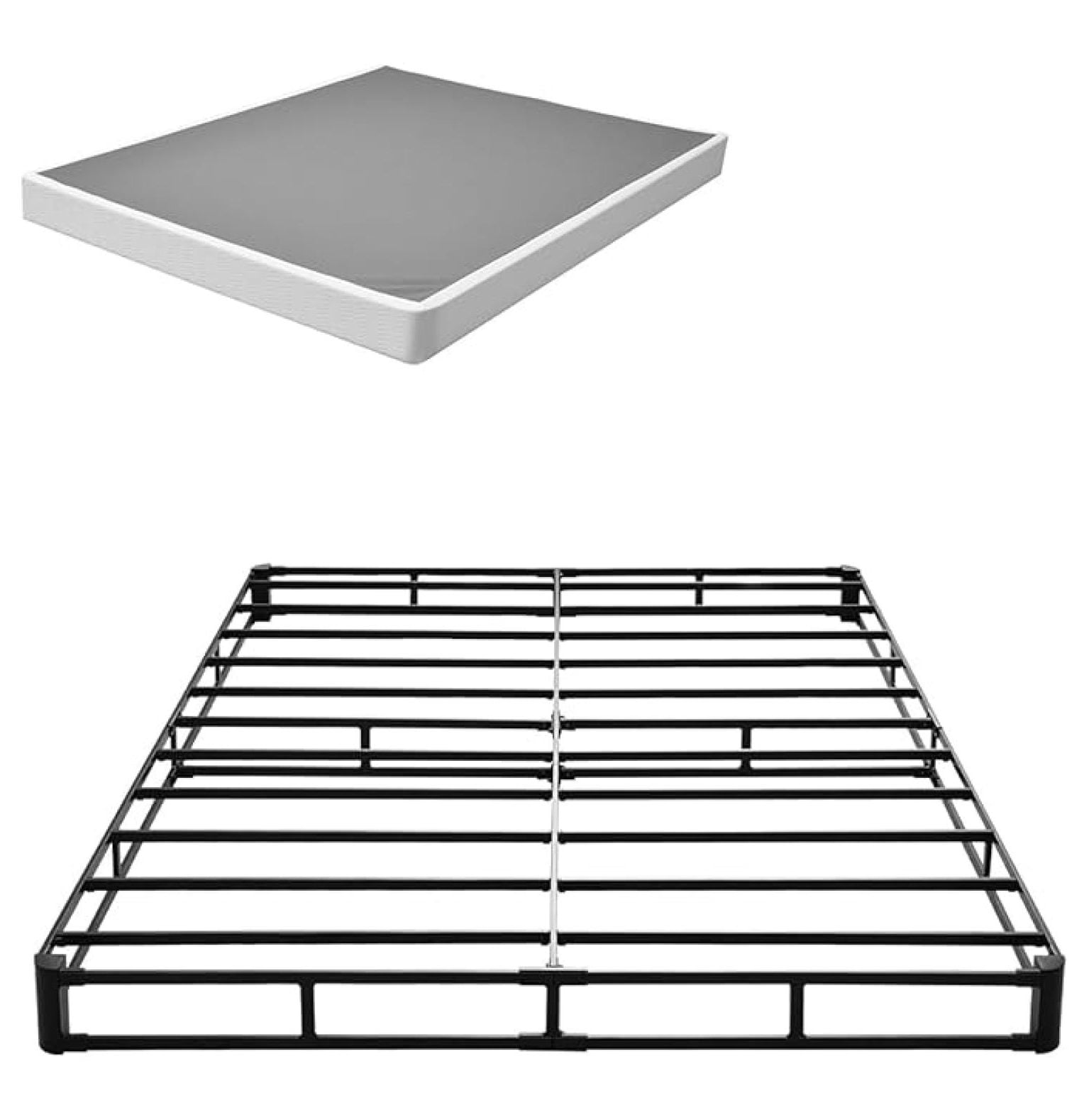 Box Spring, Queen Size Bed Frame with Washable Fabric Cloth, Heavy Duty ...