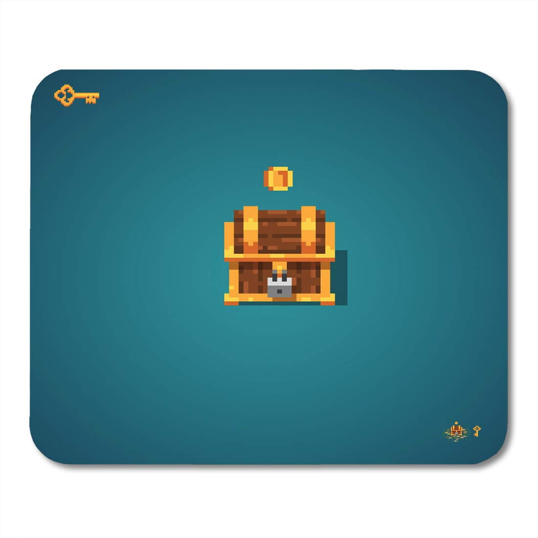 Box Treasure Chest with Golden Coin Pixel Style Blue Color Money Wood ...