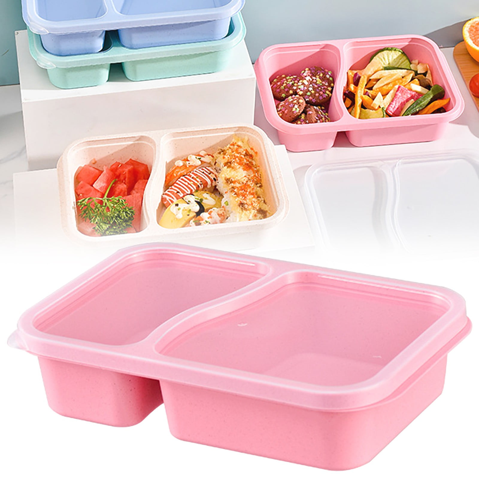 Box Type Adult Lunch Box 2Compartment Preparation Container Reusable ...