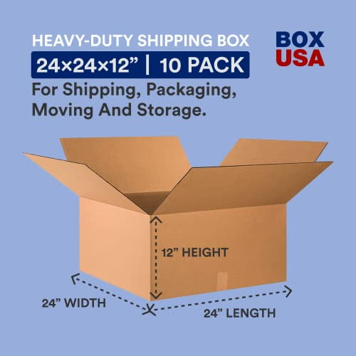 Box USA 24x24x12 Heavy-Duty Corrugated Cardboard Boxes Large, 24”L x 24 ...