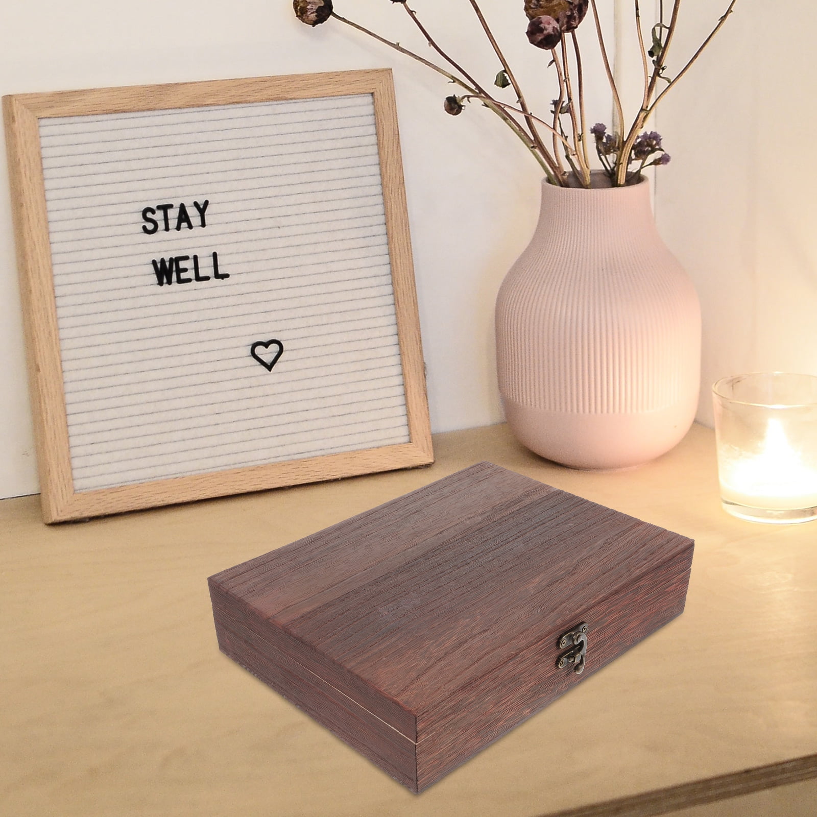 Box Wooden Boxes Wood Lid Storage Keepsake Crafts Hinged Lids Treasure ...