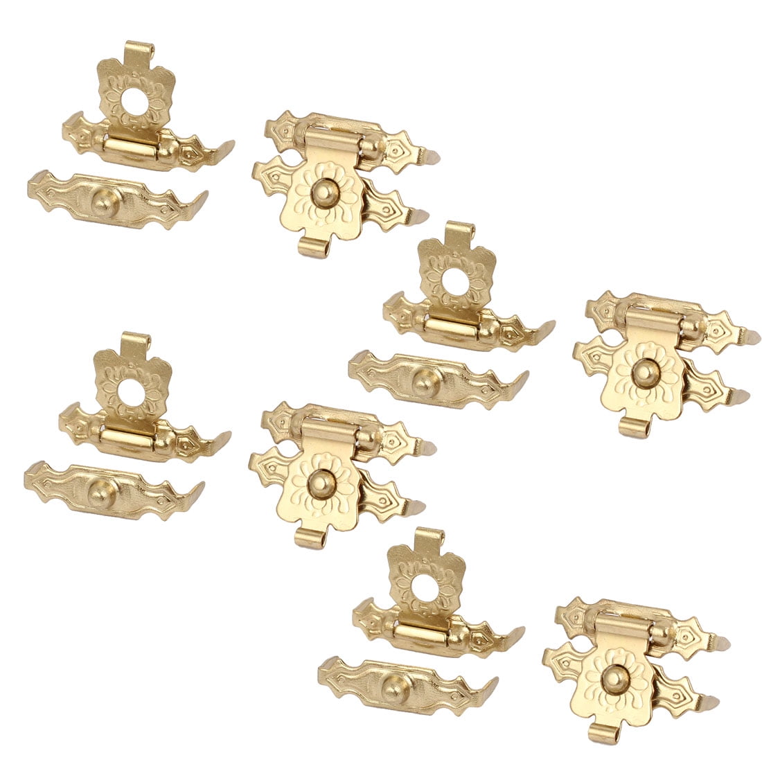 Box Wooden Case Metal Hasp Hook Lock Lid Latch Catch Gold Tone 8pcs ...