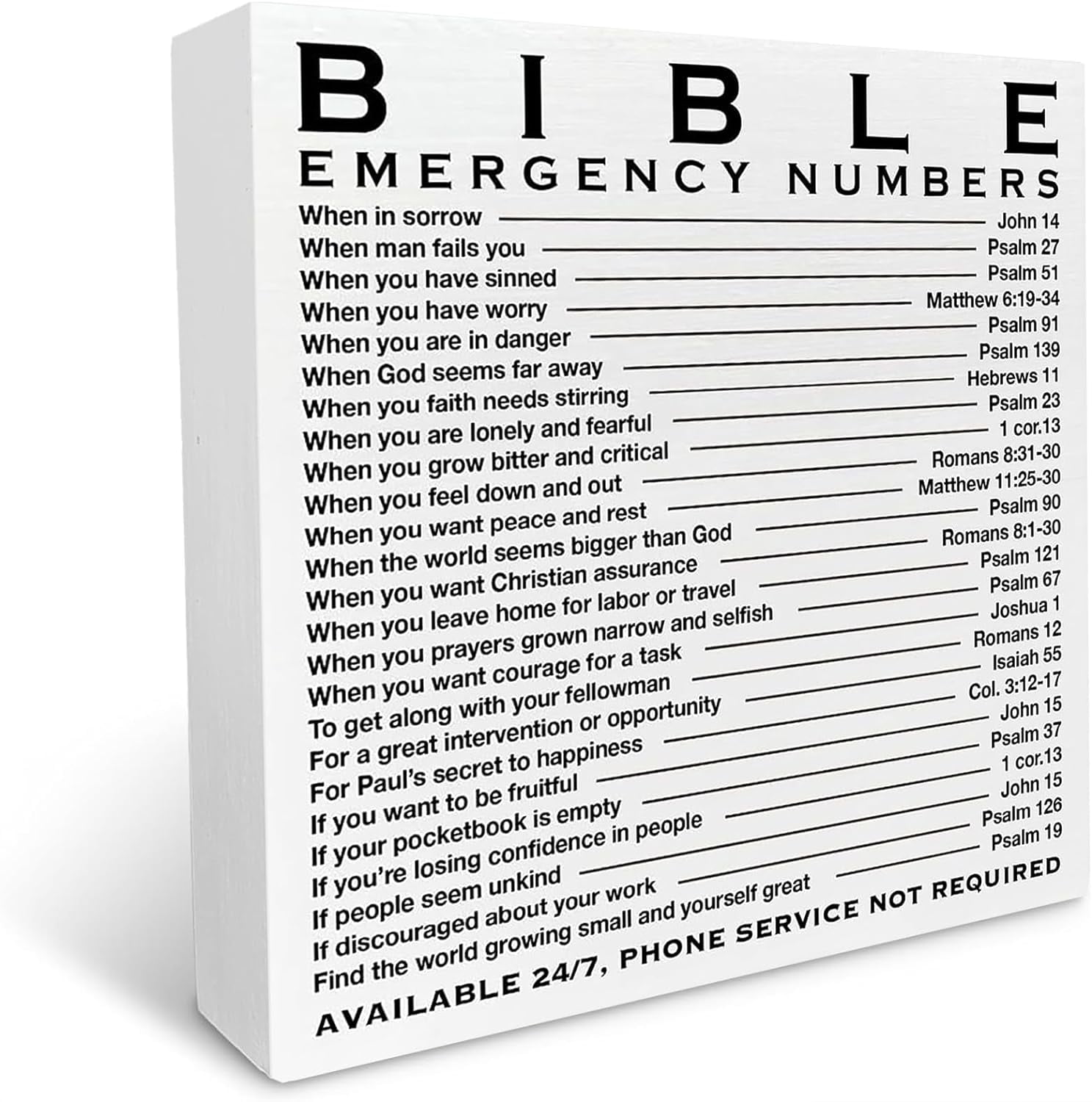 Box Wooden Sign - Christian Desk Wooden Box Sign Decor，Bible Emergency ...