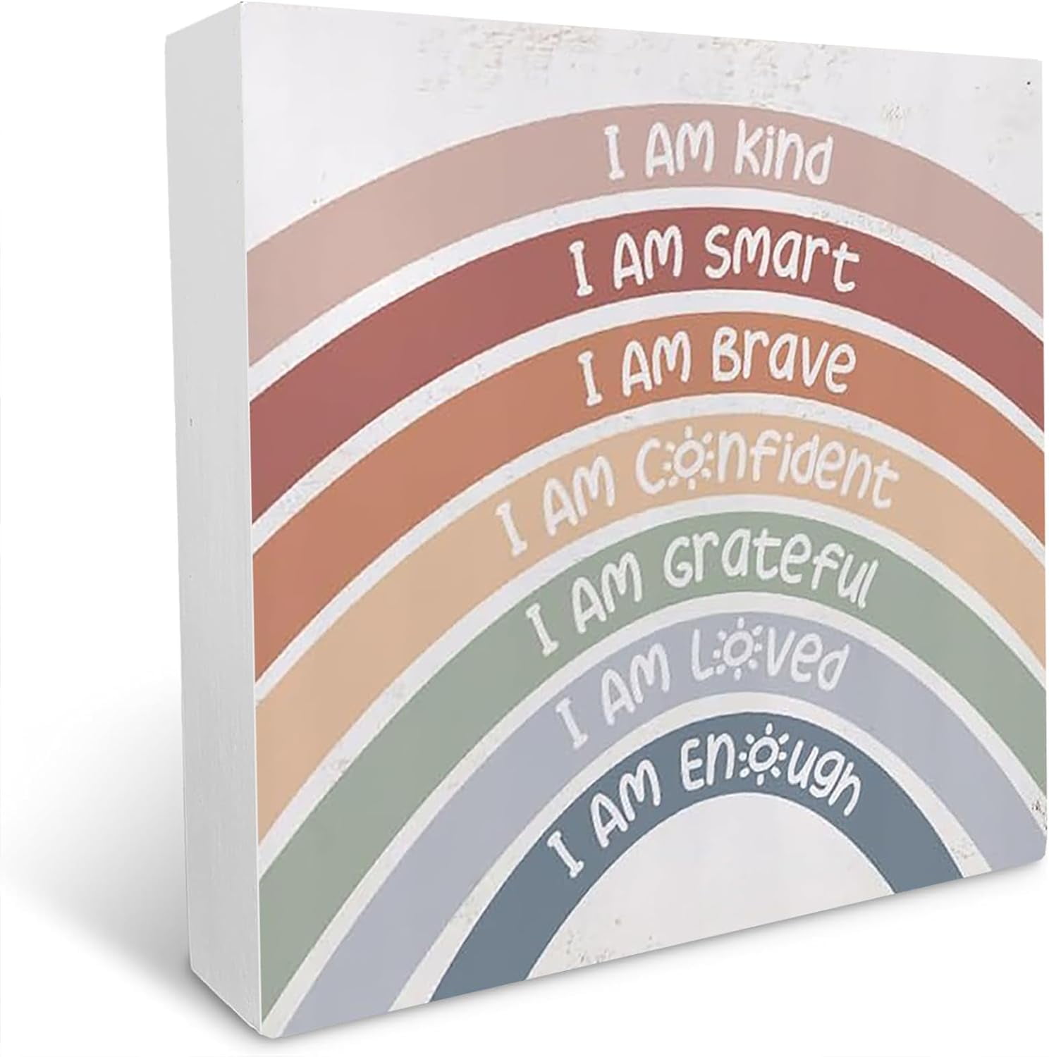 Box Wooden Sign - I am Kind I am Smart I am Brave Positive Affirmations Wood Box Sign Desk Decor ...