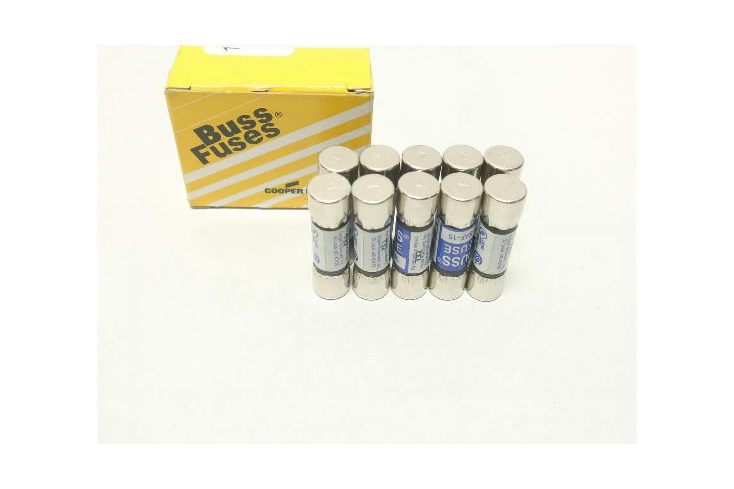 Box of 10 COOPER BAF-15 CC- Cartridge Fuse 15A 250V-AC - Walmart.com