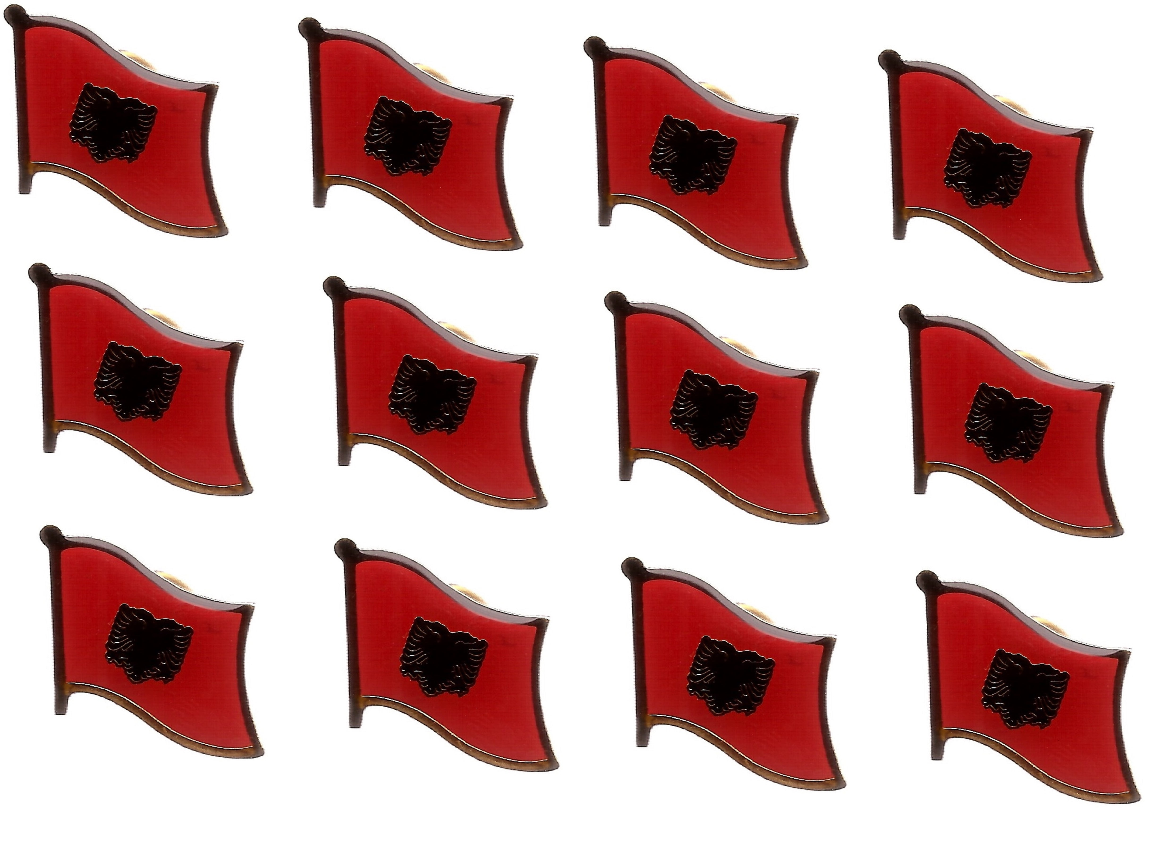 Box of 12 Albania Single Flag Lapel Pins, Albania Single Flag Pin ...