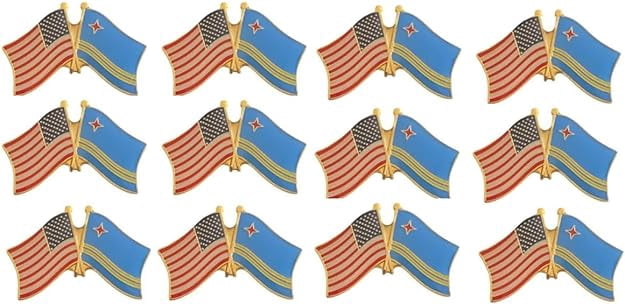 Box of 12 Aruba & US Crossed Flag Lapel Pins, Country & American Double ...