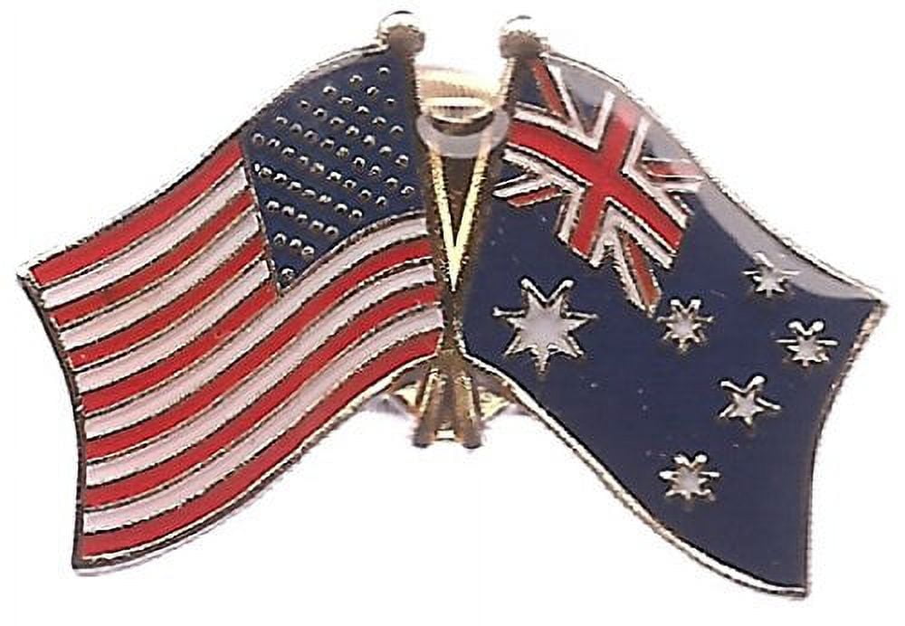 Box of 12 Australia & US Crossed Flag Lapel Pins, Australian & American ...