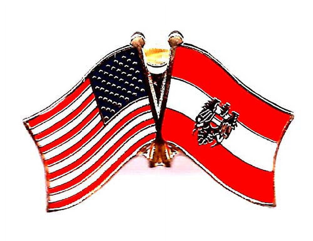 Box of 12 Austria with Eagle & US Crossed Flag Lapel Pins, Austrian ...
