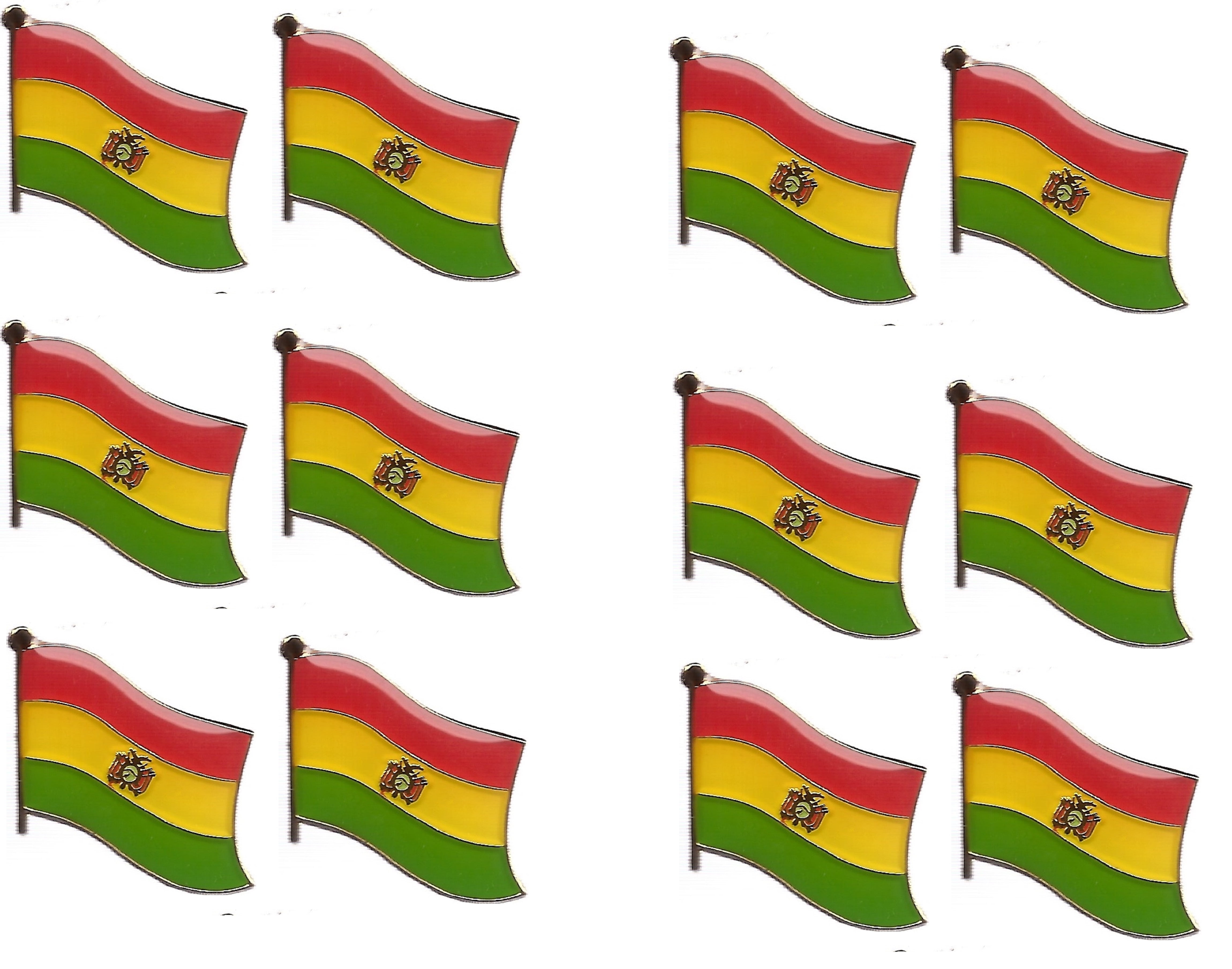 Box of 12 Bolivia Single Flag Lapel Pins, Bolivia Single Flag Pin ...