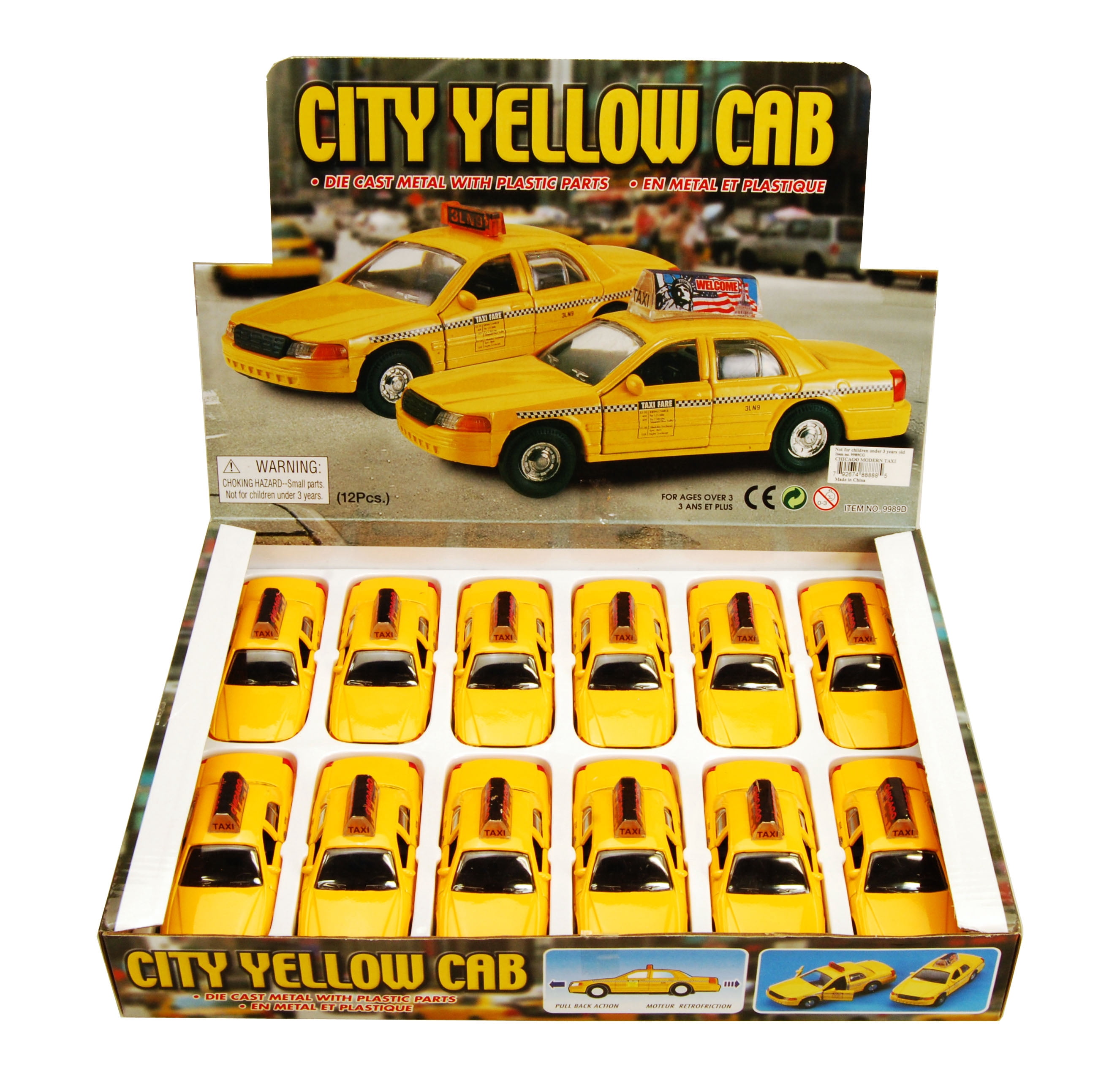 Box of 12 Chicago Modern Taxi Cab, Yellow - Showcasts 9989CG - 5" Scale ...
