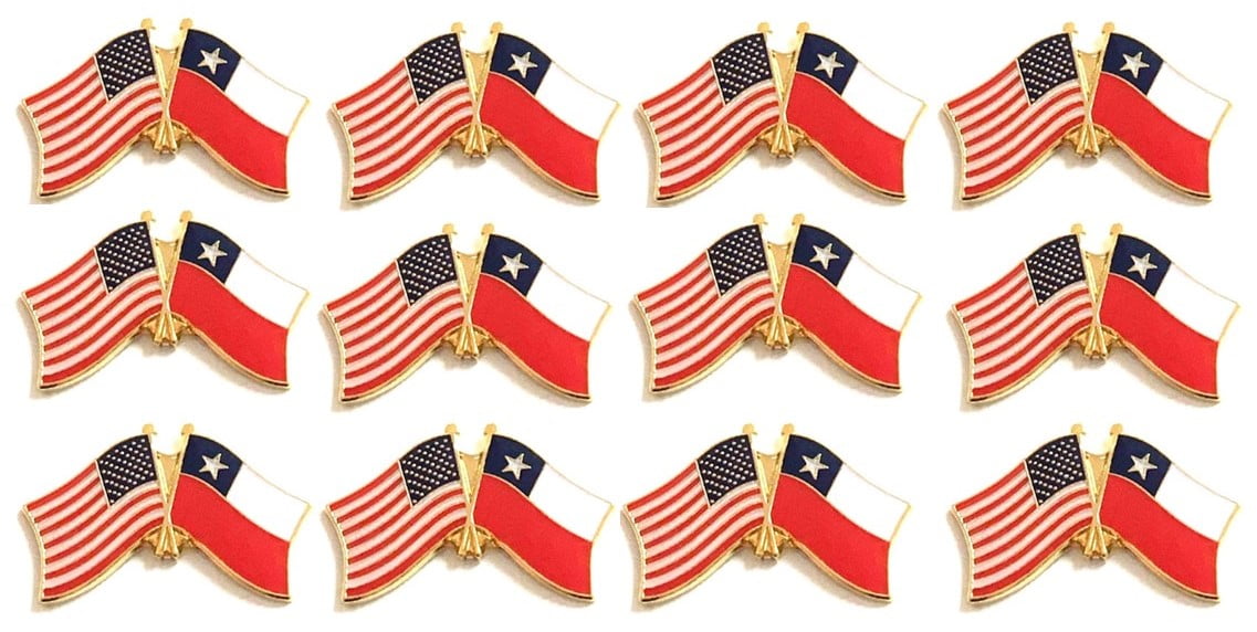 Box of 12 China & US Crossed Flag Lapel Pins, Chinese & American Double ...