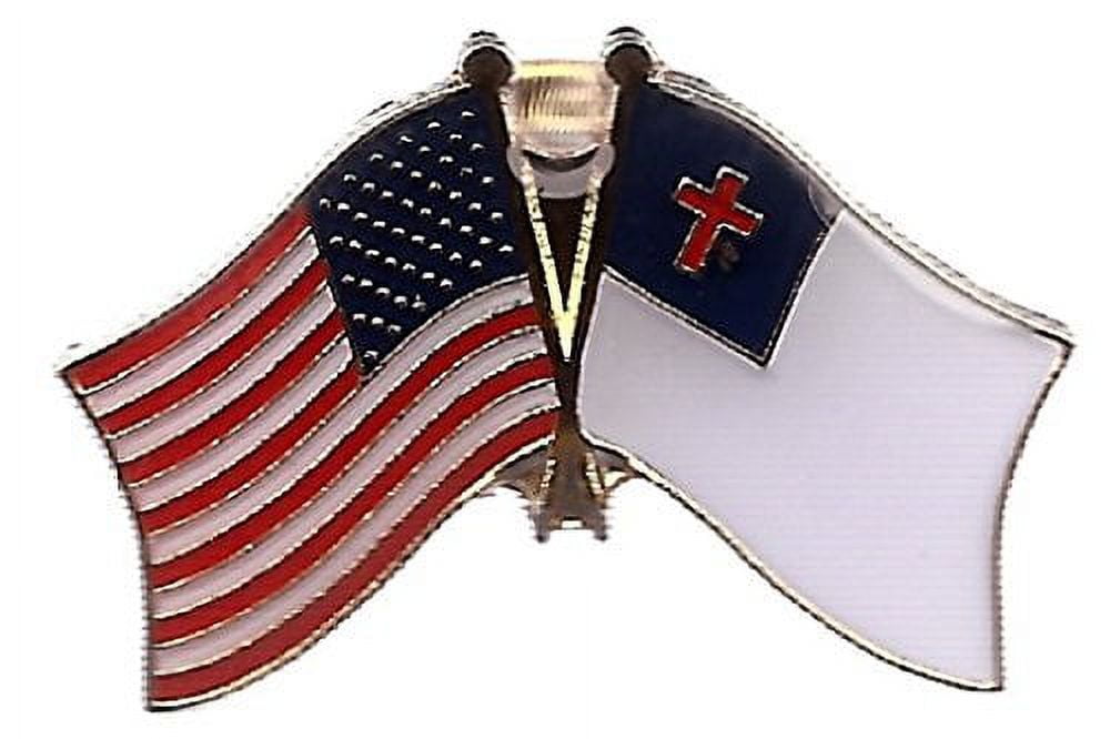 Box of 12 Christian & US Crossed Flag Lapel Pins, Christian & American ...