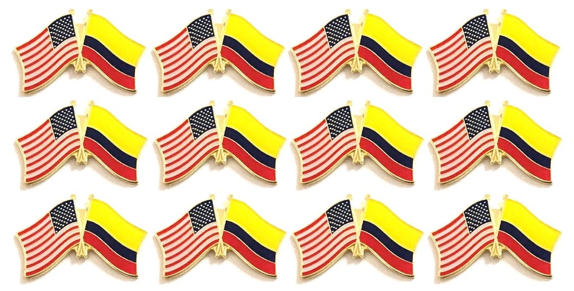 Box of 12 Colombia & US Crossed Flag Lapel Pins, Colombian & American ...