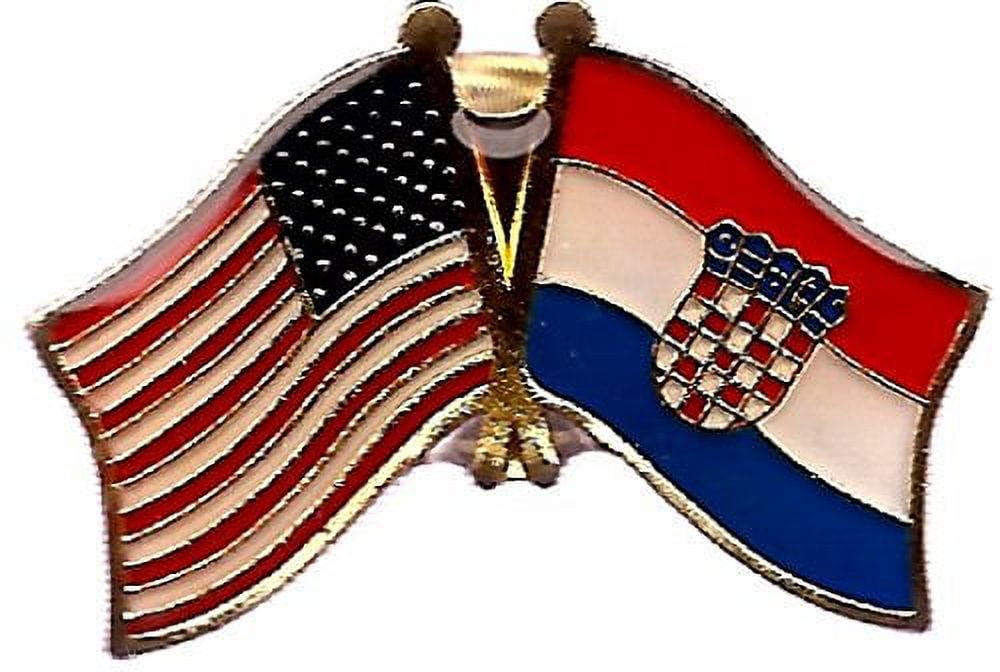 Box of 12 Croatia & US Crossed Flag Lapel Pins, Croatian & American ...