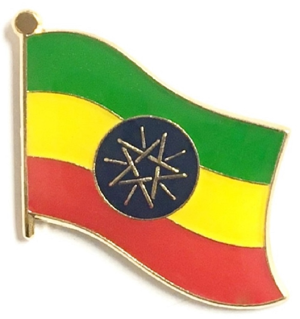 Box of 12 Ethiopia Single Flag Lapel Pins, Ethiopia Single Flag Pin ...