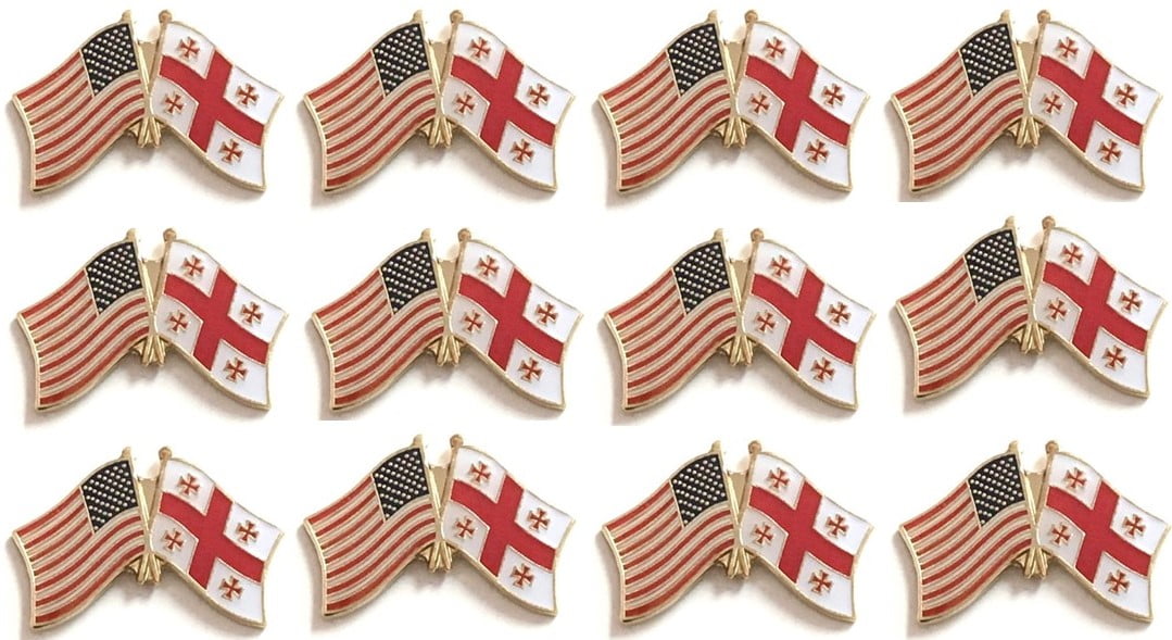 Box of 12 Georgia Republic & US Crossed Flag Lapel Pins, Georgia ...