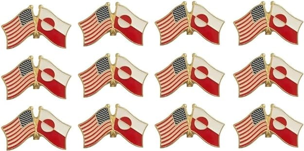 Box of 12 Greenland & US Crossed Flag Lapel Pins, Country & American ...