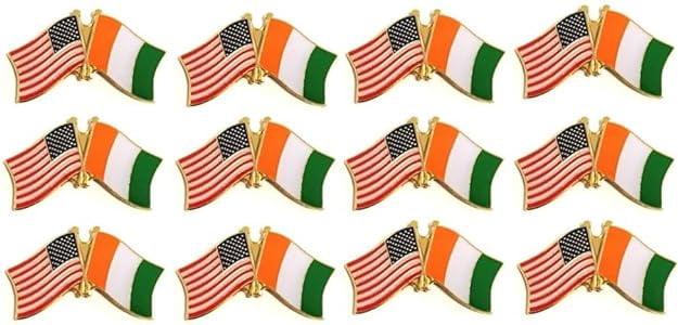 Box of 12 Ivory Coast & US Crossed Flag Lapel Pins, Country & American ...