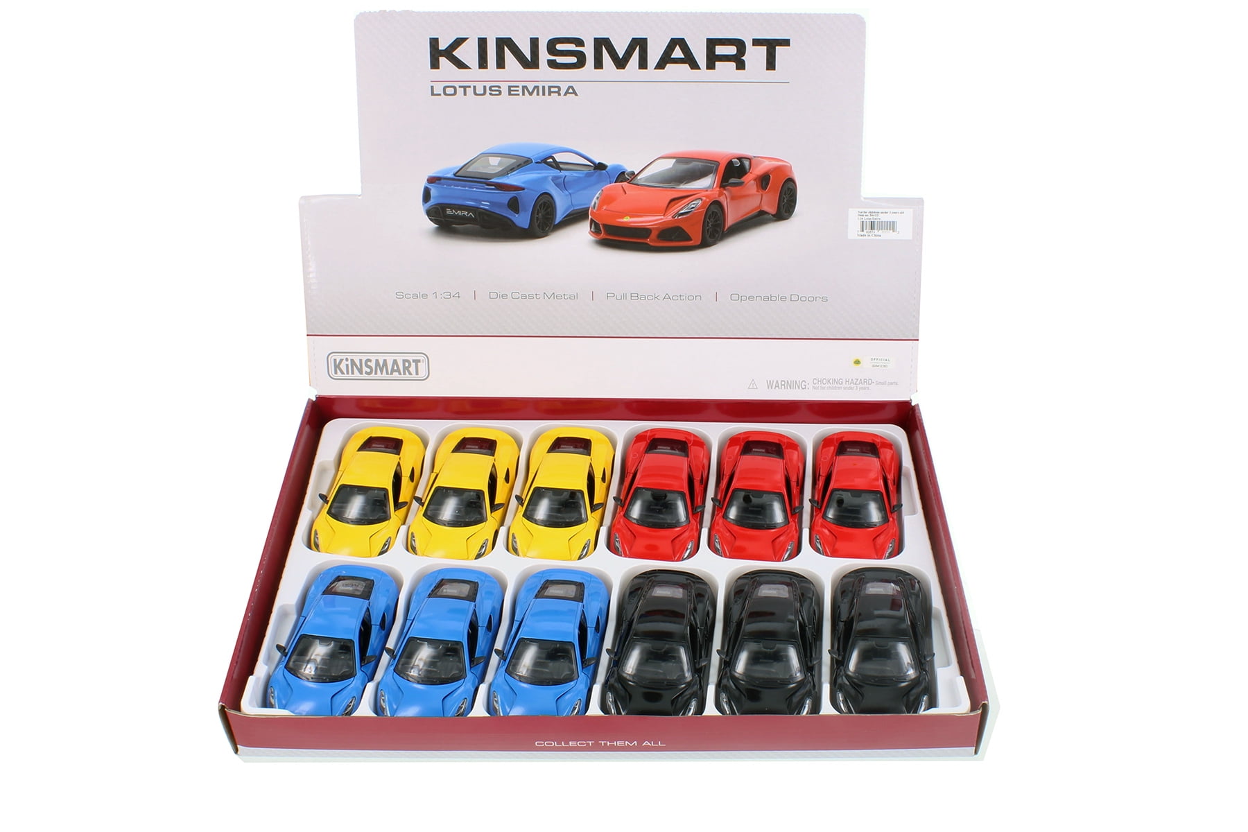 Box of 12 Lotus Emira Hardtop, Assortment - Kinsmart 5441D - 1/34 Scale ...