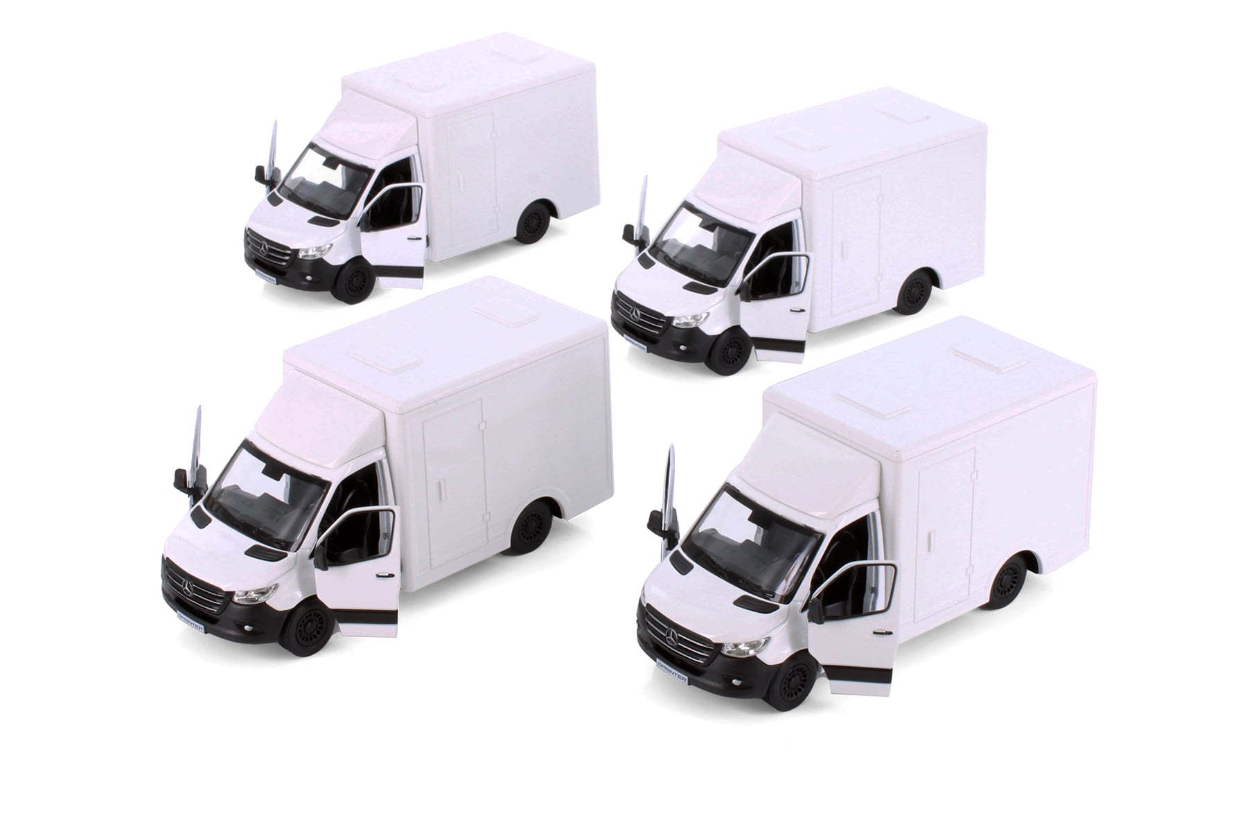 Box of 12 Mercedes-Benz Sprinter Box Truck, White - Kinsmart 5471DW - 1 ...