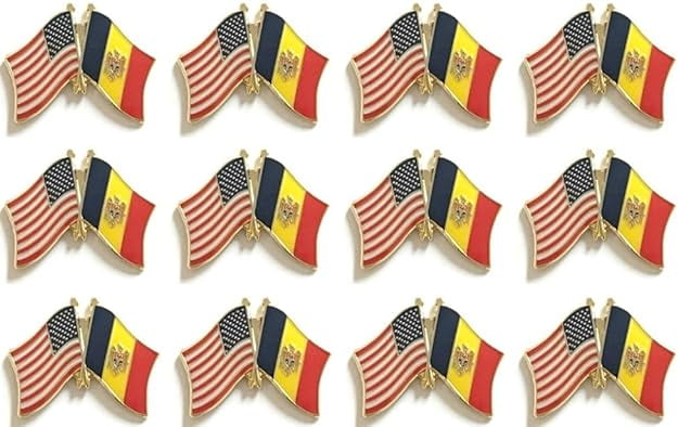 Box of 12 Moldova & US Crossed Flag Lapel Pins, Country & American ...