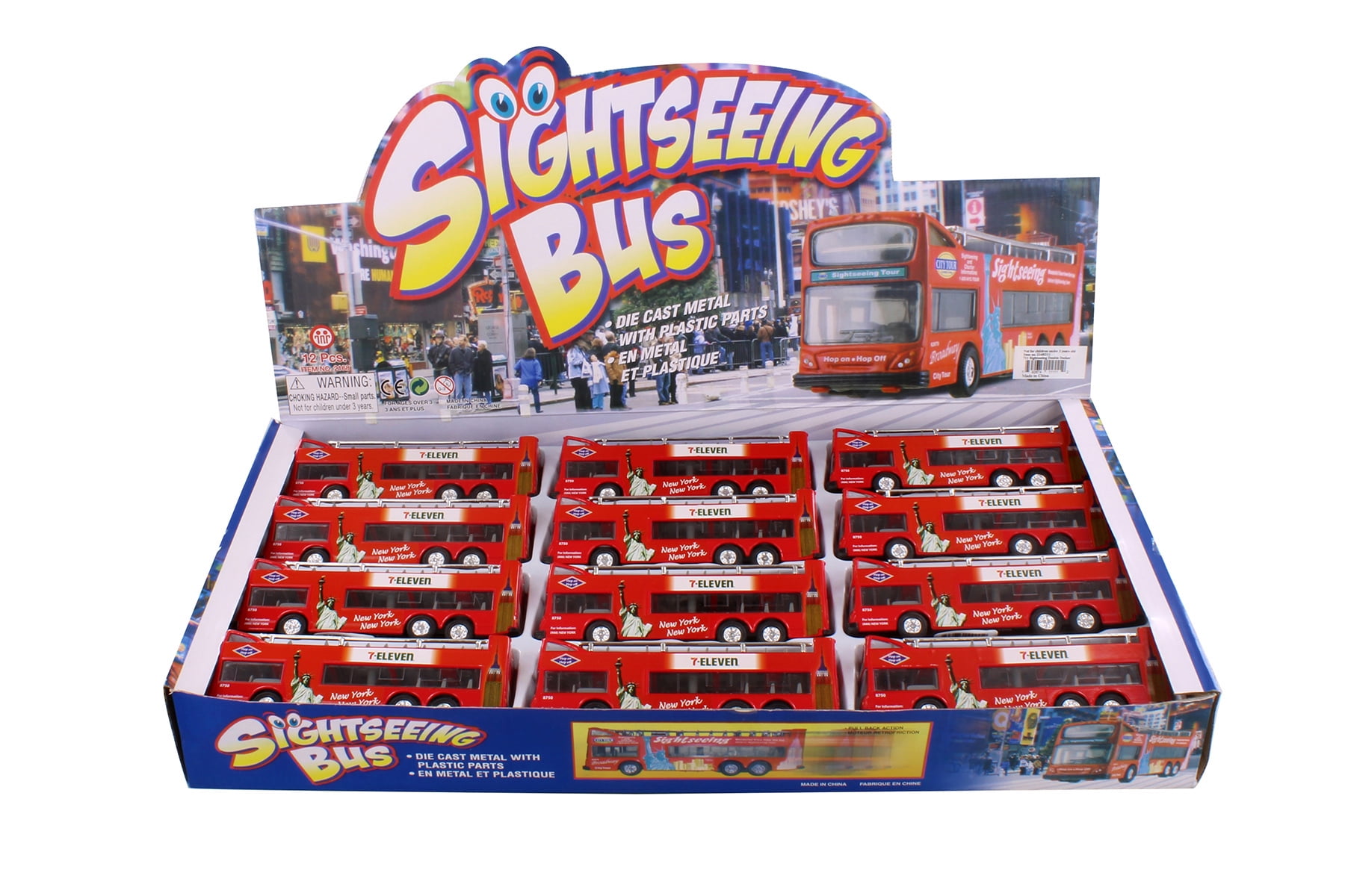 Box of 12 NYC 7-Eleven Red Sightseeing Double Decker Bus Open Top ...