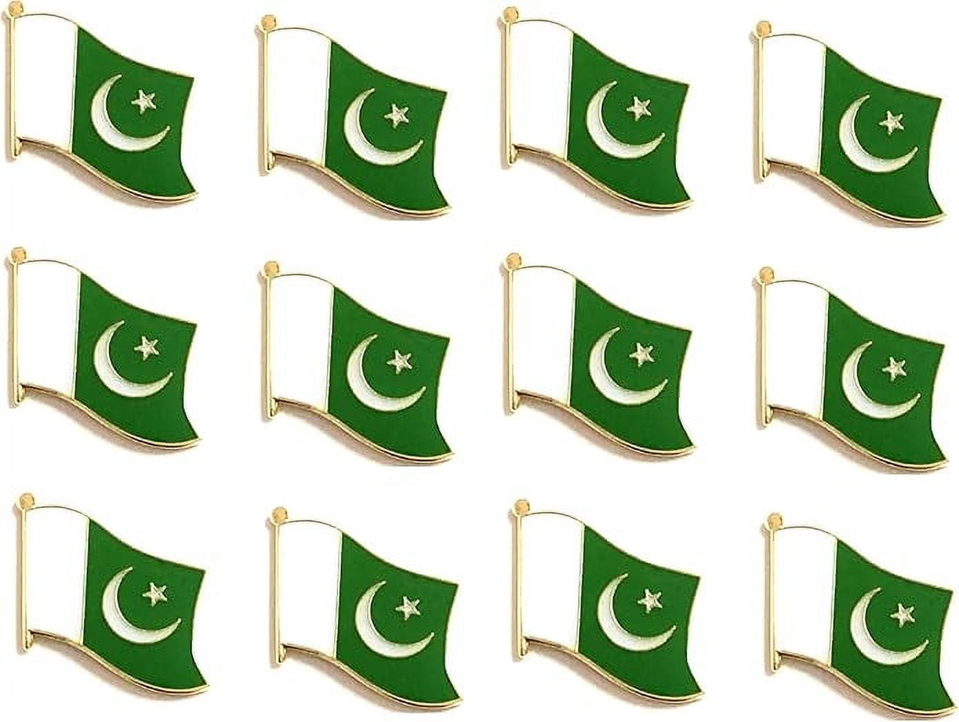 Box of 12 Pakistan Single Flag Lapel Pins, Pakistan Single Flag Pin ...