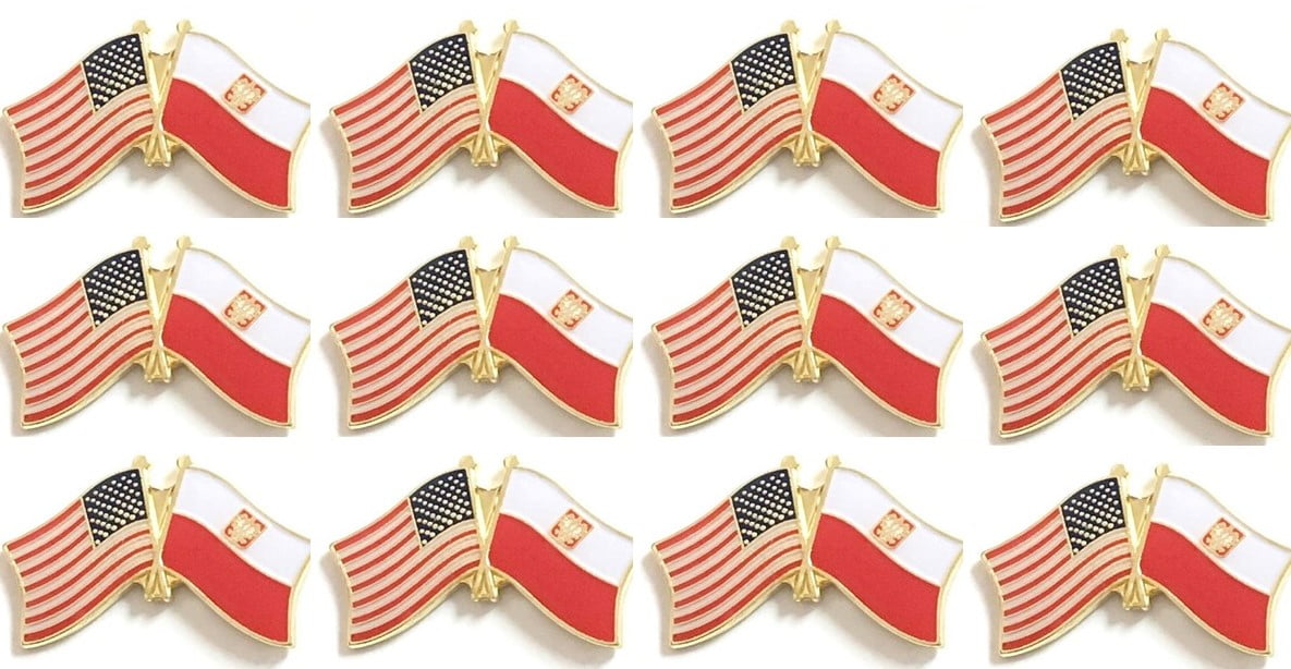 Box of 12 Poland Eagle & US Crossed Flag Lapel Pins, Polish Eagle ...