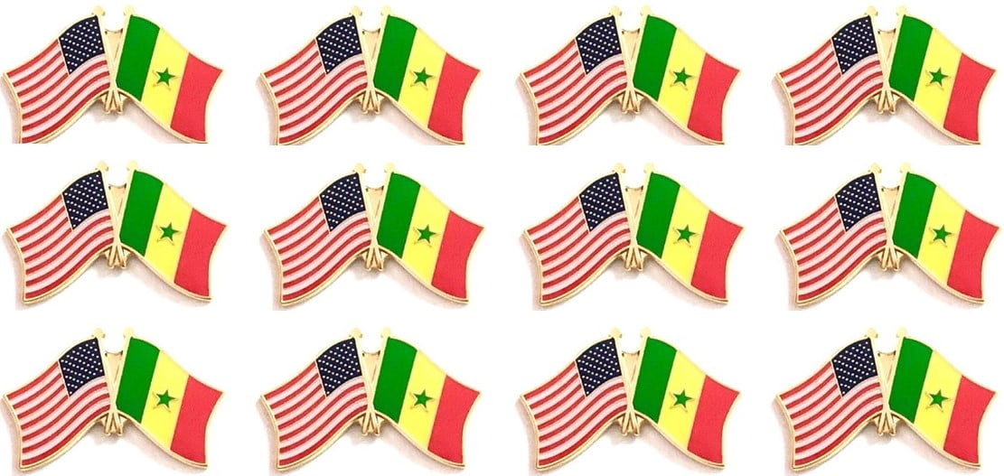 Box of 12 Senegal & US Crossed Flag Lapel Pins, Senegalese & American ...