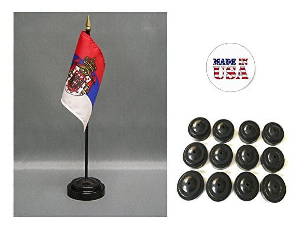 Box of 12 Serbia with Seal 4"x6" Miniature Desk & Table Flags Includes ...