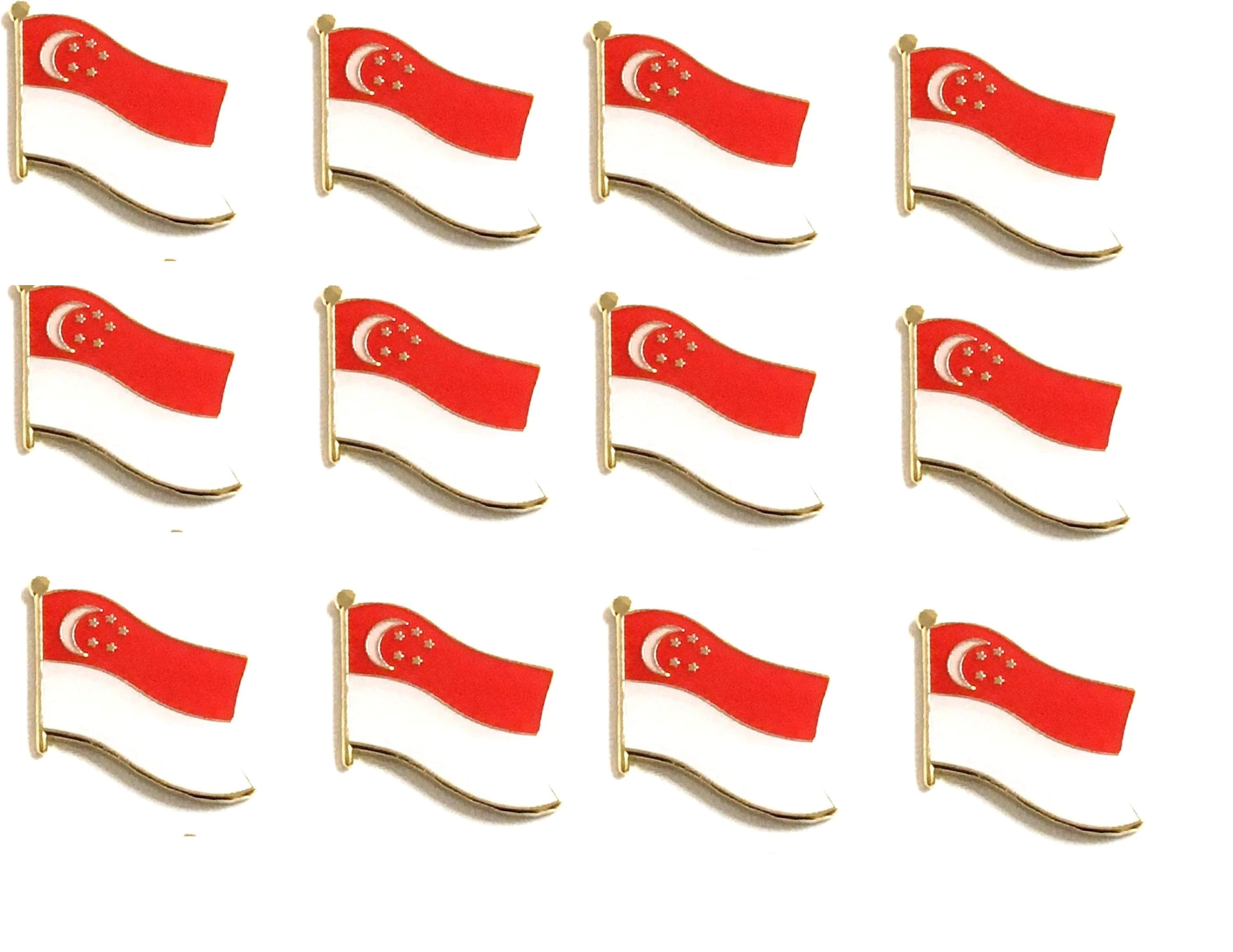 Box of 12 Singapore Single Flag Lapel Pins, Singapore Single Flag Pin ...