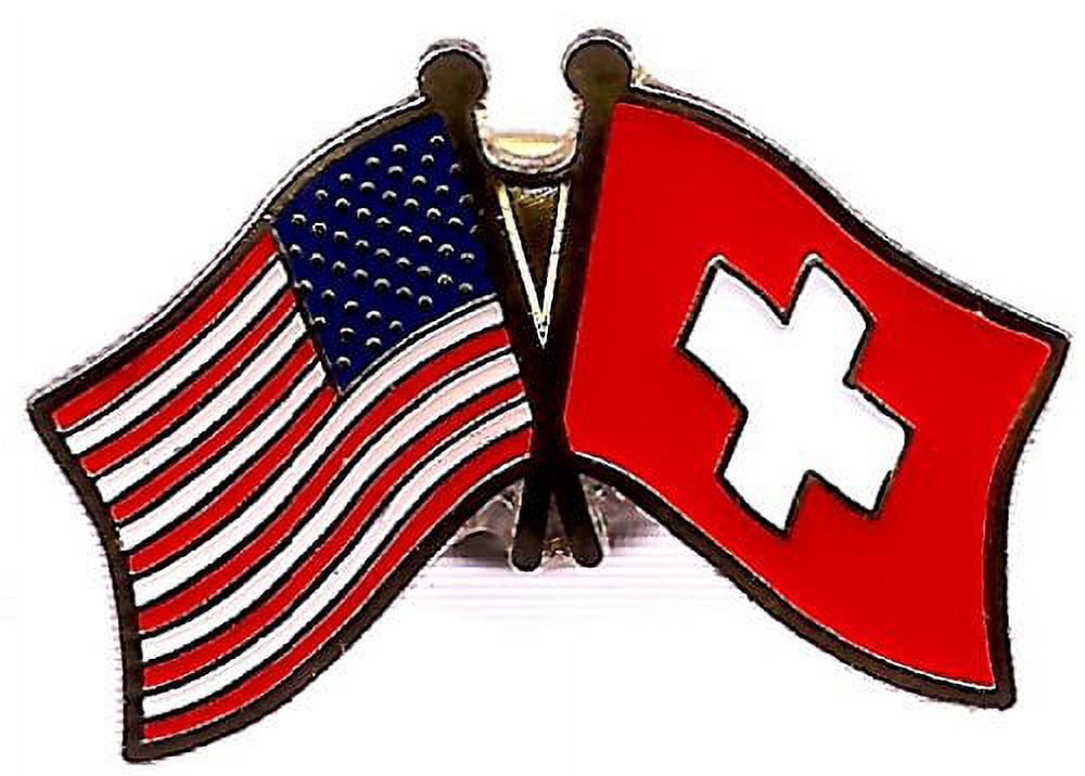 Box of 12 Switzerland & US Crossed Flag Lapel Pins, Swiss & American ...