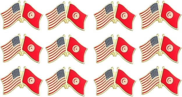 Box of 12 Tunisia & US Crossed Flag Lapel Pins, Country & American ...